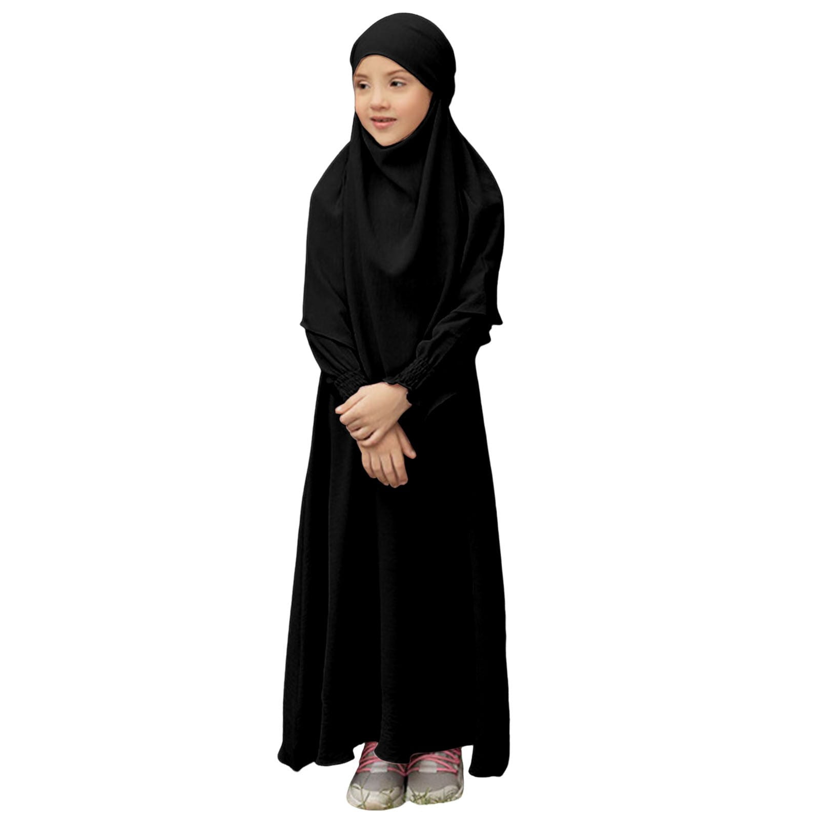Coerni Girls Solid Color Ramadan Sets 2Pcs Muslim Robe Dress Long ...