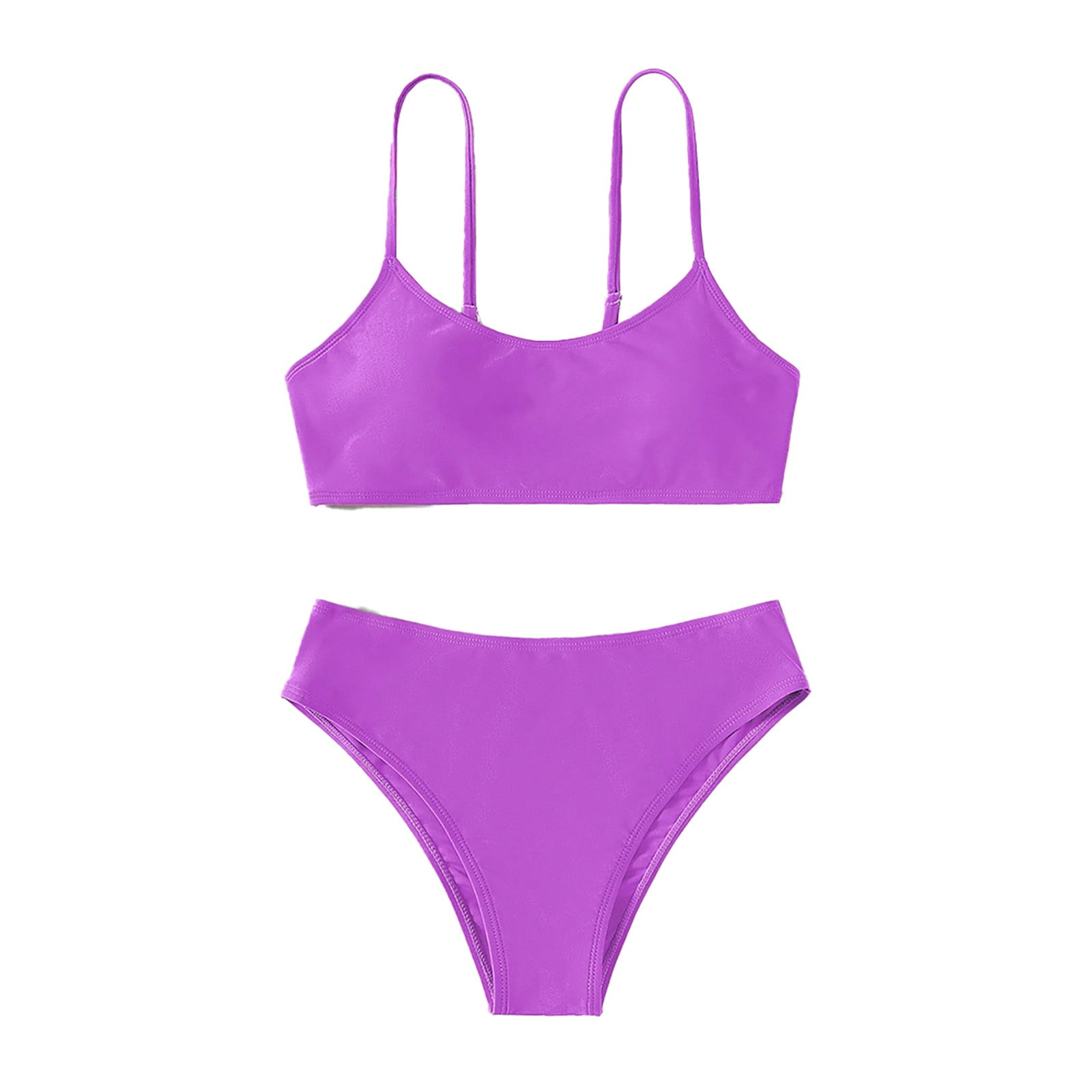 Coerni Girls Solid Swimsuit Tankini Cute Kids Bathing Suits Beach Pool ...