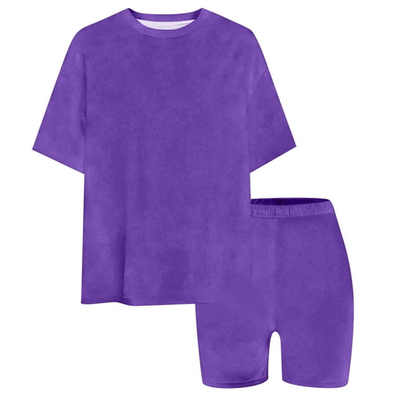 Coerni Girls Summer 2pc Sets Baggy Crewneck T-shirt with Legging Biker ...