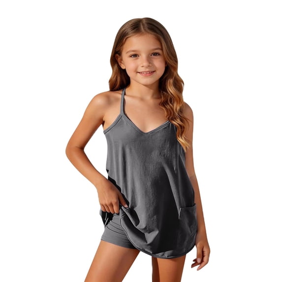 Coerni Girls Summer Outfits Sets Sleeveless V-Neck Spaghetti Straps ...