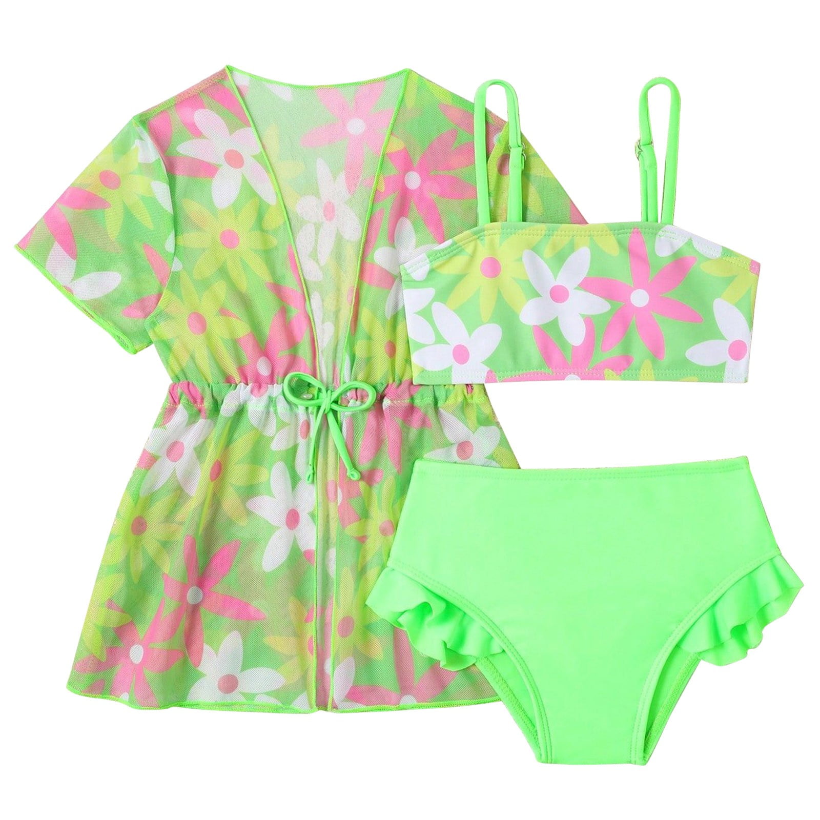 Coerni Girls Swimsuit Set Summer Toddler Girls Swimsuit Three Piece ...