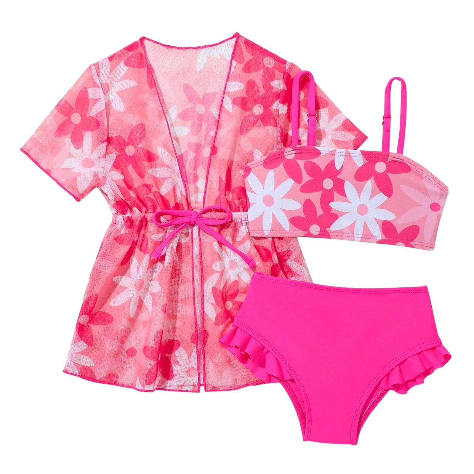 Coerni Girls Swimsuit Set Summer Toddler Girls Swimsuit Three Piece ...