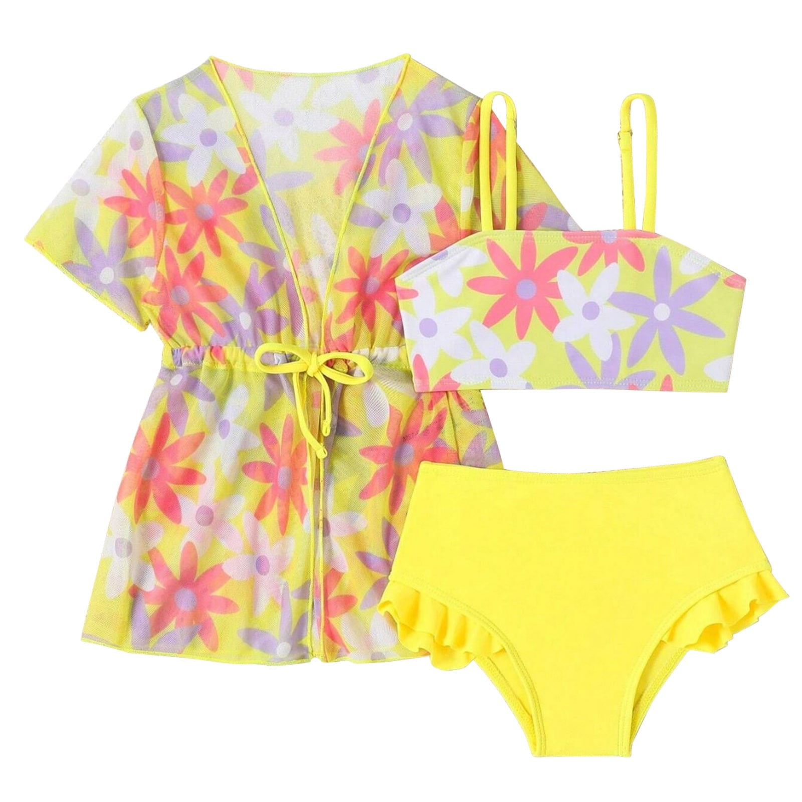 Coerni Girls Swimsuit Set Summer Toddler Girls Swimsuit Three Piece ...