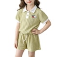 Coerni Girls Textured 2 Piece Set Button Short Sleeve Collared T-shirt ...