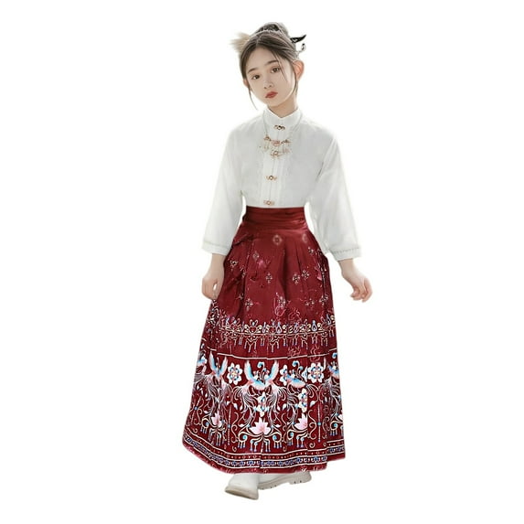 Coerni Girls Traditional Horse Skirt 2 Pieces Embroidery 𝐓ang Suit ...