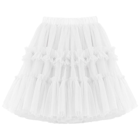 Coerni Girls Tulle Skirt Knee Length Layered Ruffle A-Line Skirt Flower ...