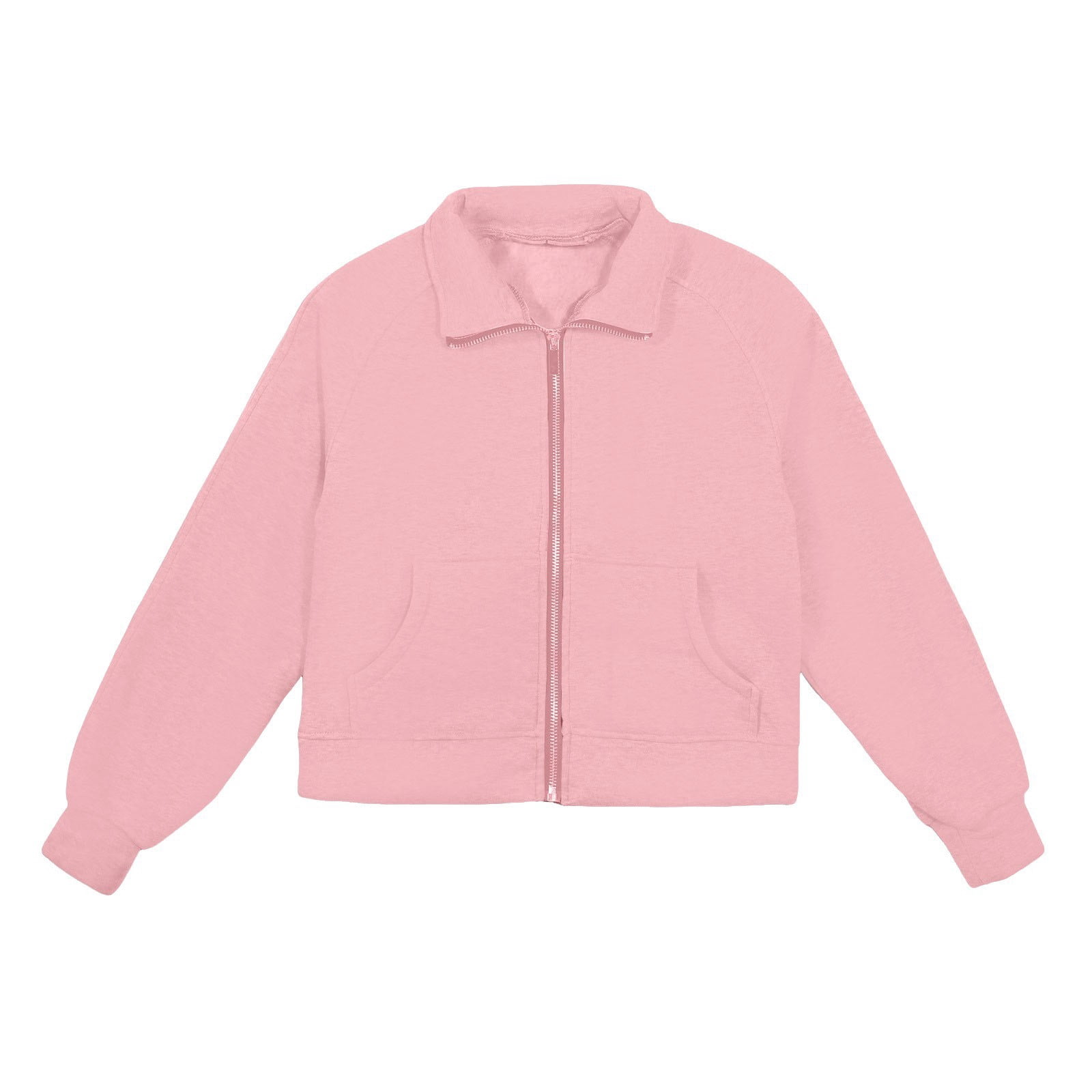 Coerni Girls Zip Up Jacket Collar Cropped Sweatshirt Full Zip Athletic ...