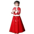 Coerni Girls 𝐓ang Suit Dress Chinese Traditional New Year Red Suit A ...