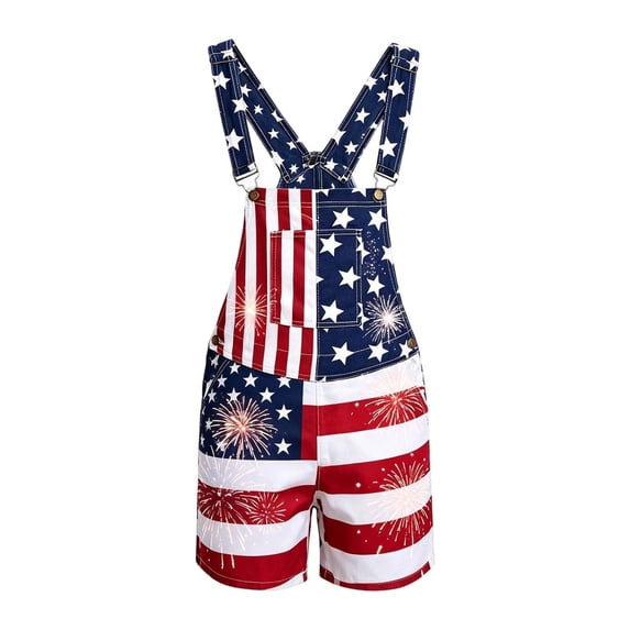 Coerni Happy 4th Of July Jumpsuits for Girls Fashion Star & Stripe Bib ...