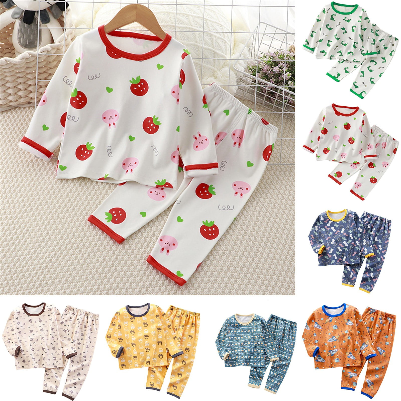 Coerni Kids 2 Piece Pajamas Toddler Boys Girls Dinosaur Pjs Long Sleeve Cotton Sleepwear Cute ...