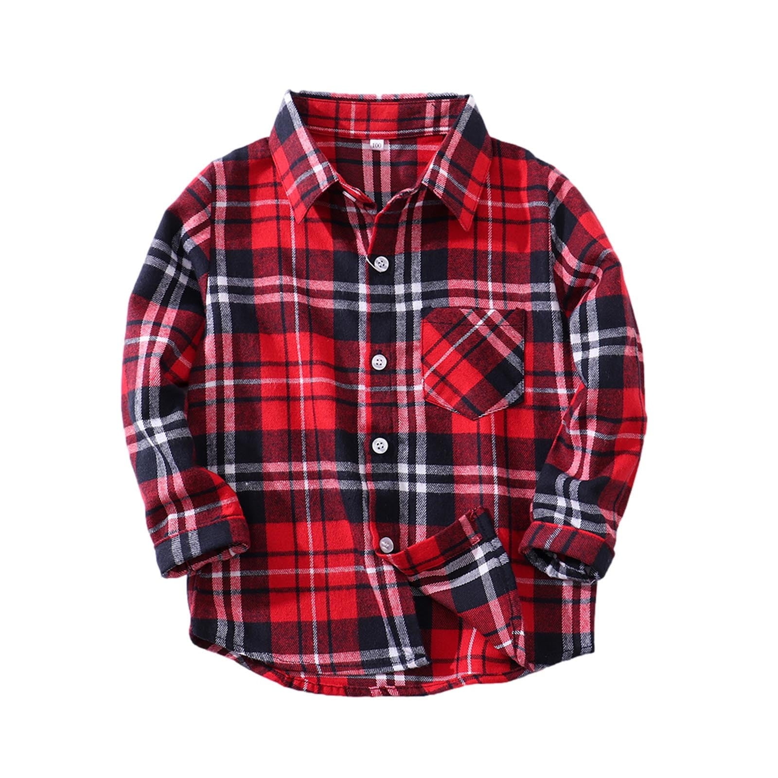 Coerni Kids Boys Girls Red Plaid Flannel Shirt Jacket Long Sleeve ...
