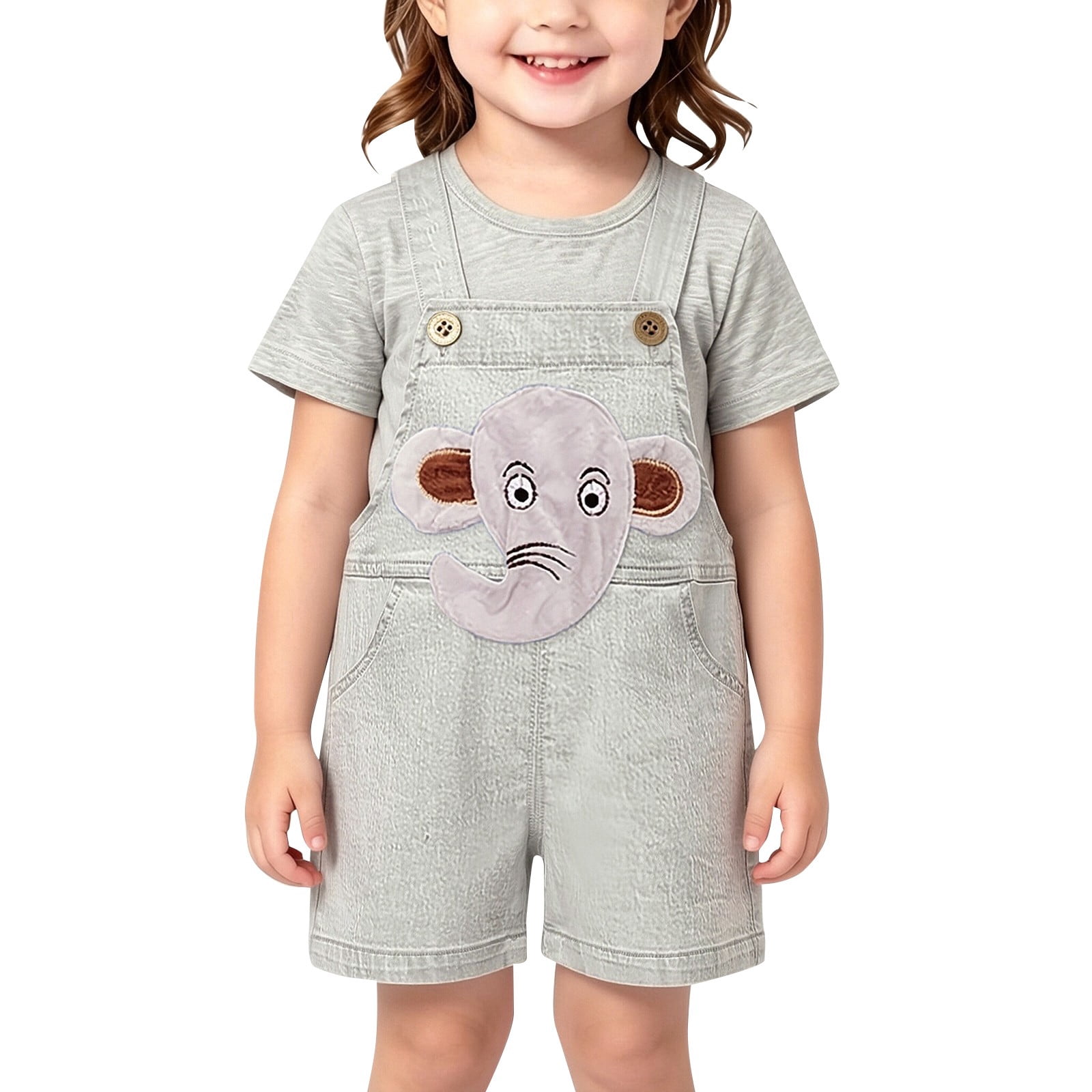 Coerni Kids Denim Romper Toddler Boys & Girls Cute Animal Jean ...