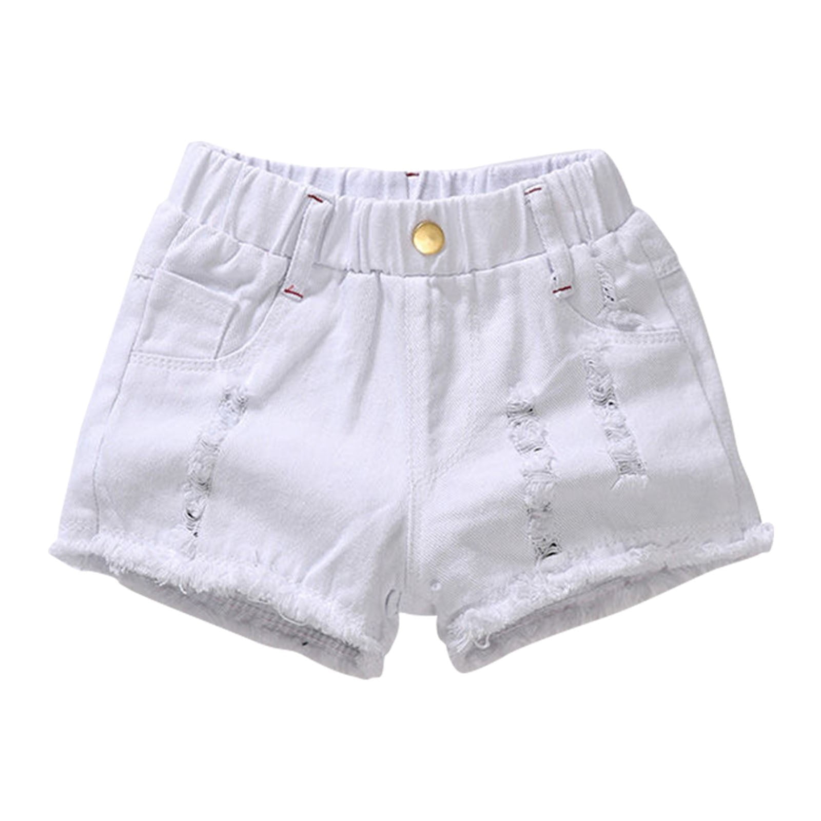 Coerni Kids Denim Shorts With Pocket Girls Solid Color High Elastic ...