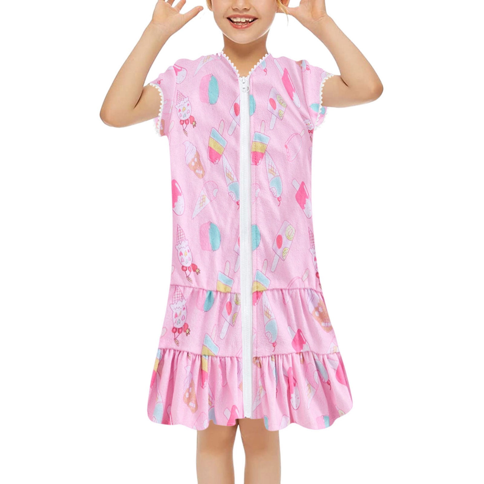 Coerni Kids Girl Swim Cover Up Swimsuit Zipper Beach Pool Bathing Suit ...
