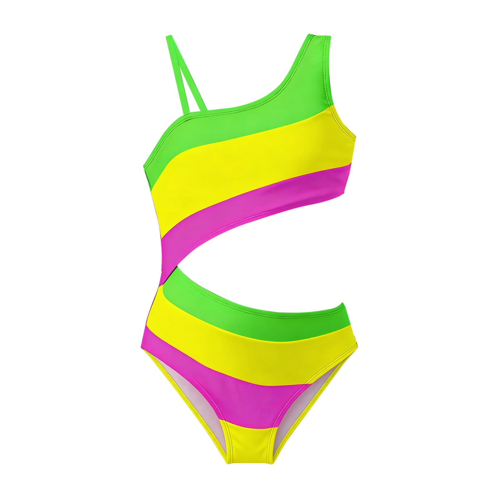 Coerni Kids Girls Two Pieces Swimsuit Color Block Stripe Swimwear ...