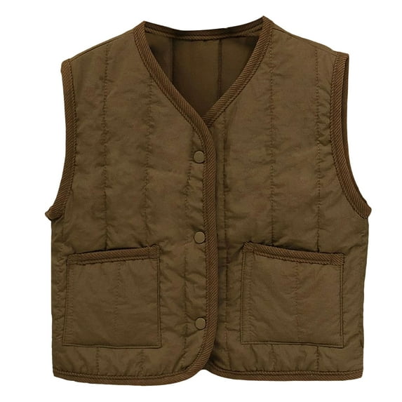 Coerni Kids Quilted Vest V-Neck Winter Warm Waistcoat Lightweight ...