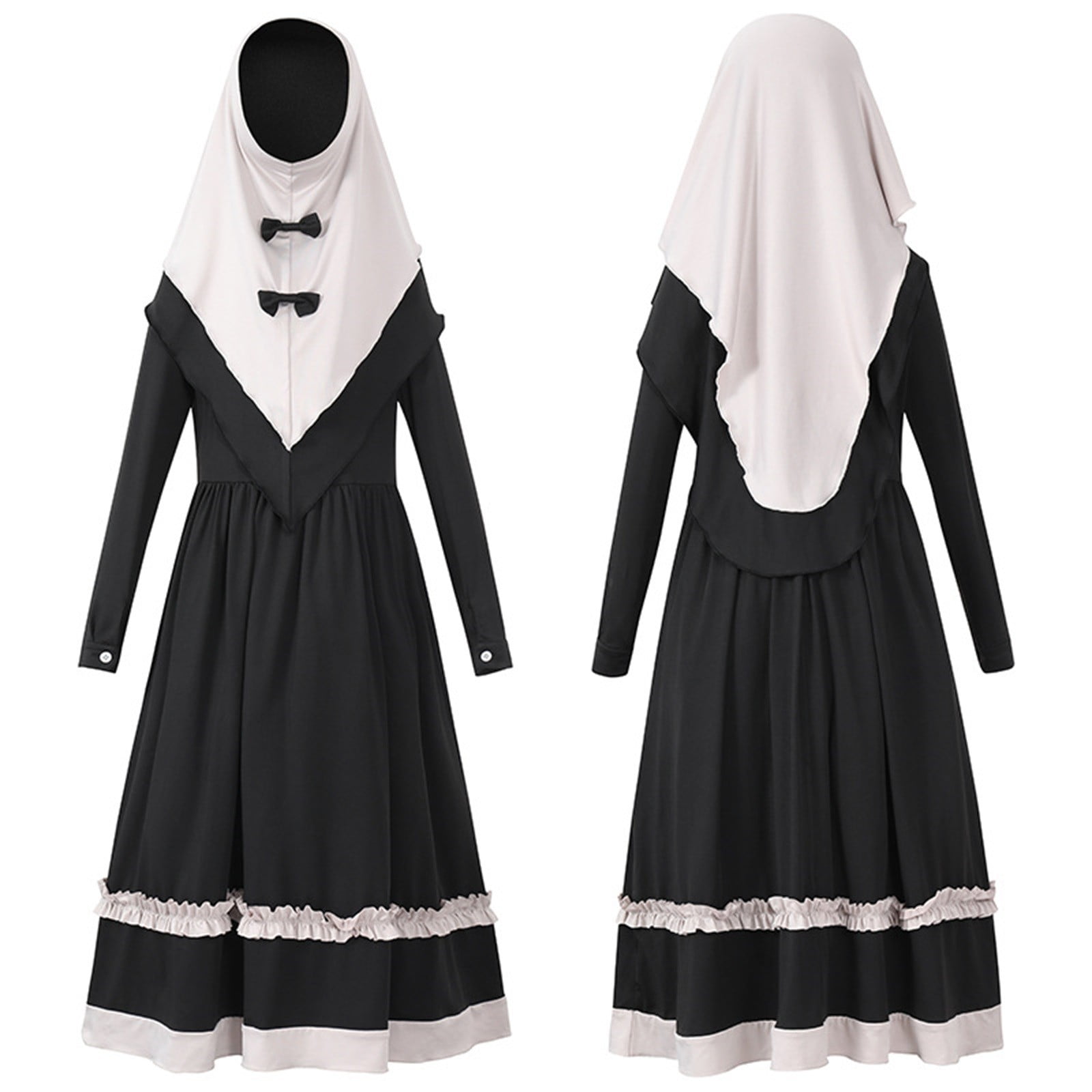 Coerni Muslim Kids Girl Dress Long Sleeved Ruffled Muslim One Piece ...