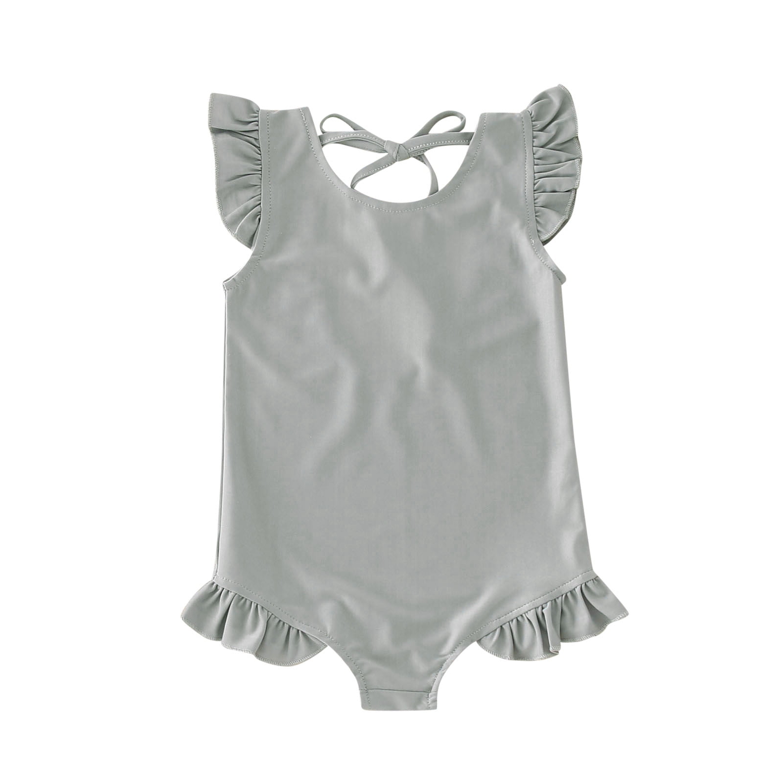 Coerni New Born Baby Girls Ruffle Sleeve Romper Swimwear Cotton Solid Color Beachwear Bodysuit ...