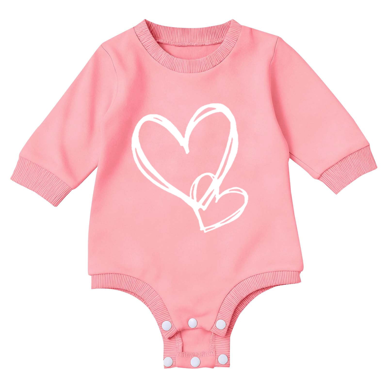 Coerni New Born Baby Valentines Day Outfits Heart Graphic Romper Soft ...