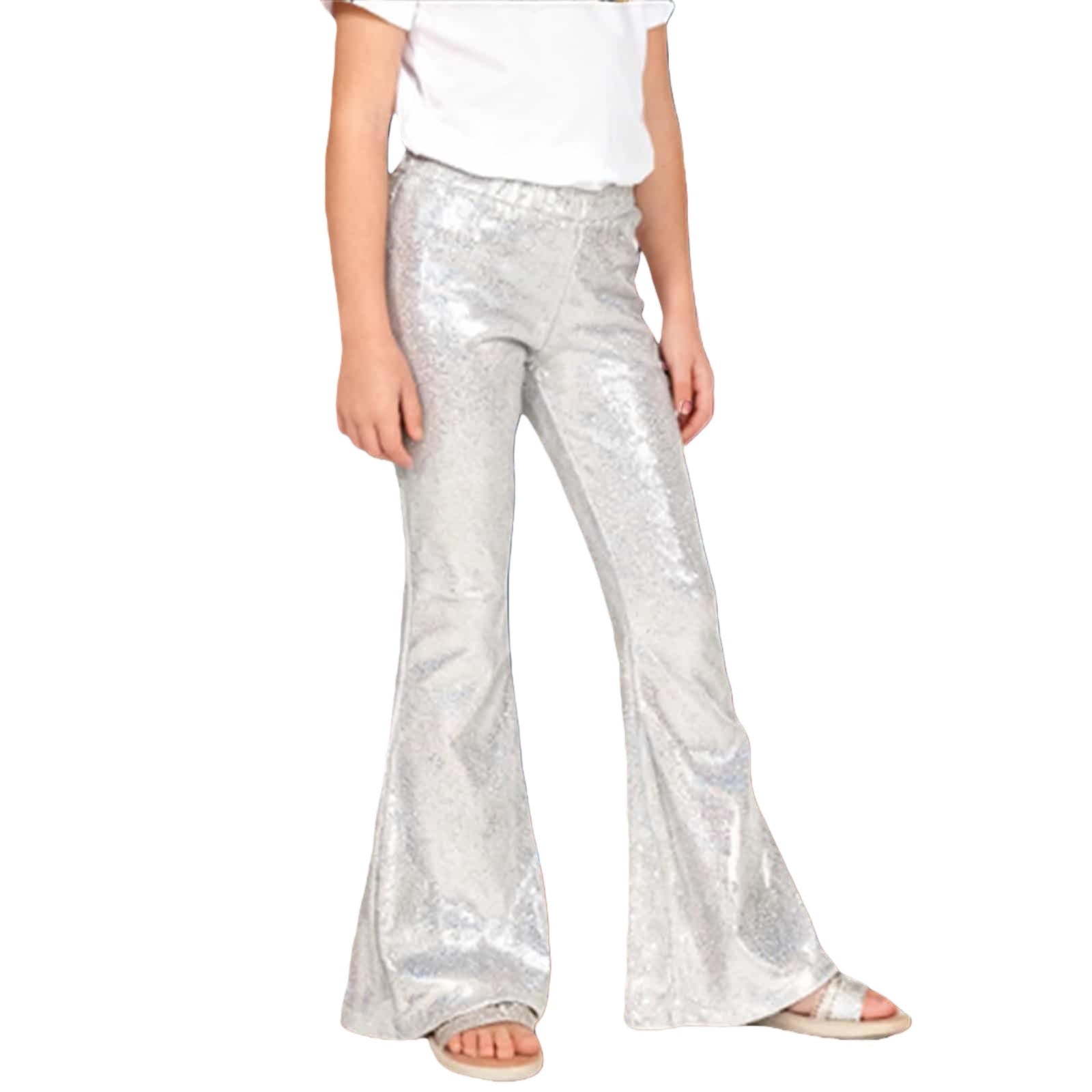 Coerni Sequin Pants for Girls Metallic Flare Leggings Pants Teen Dance ...