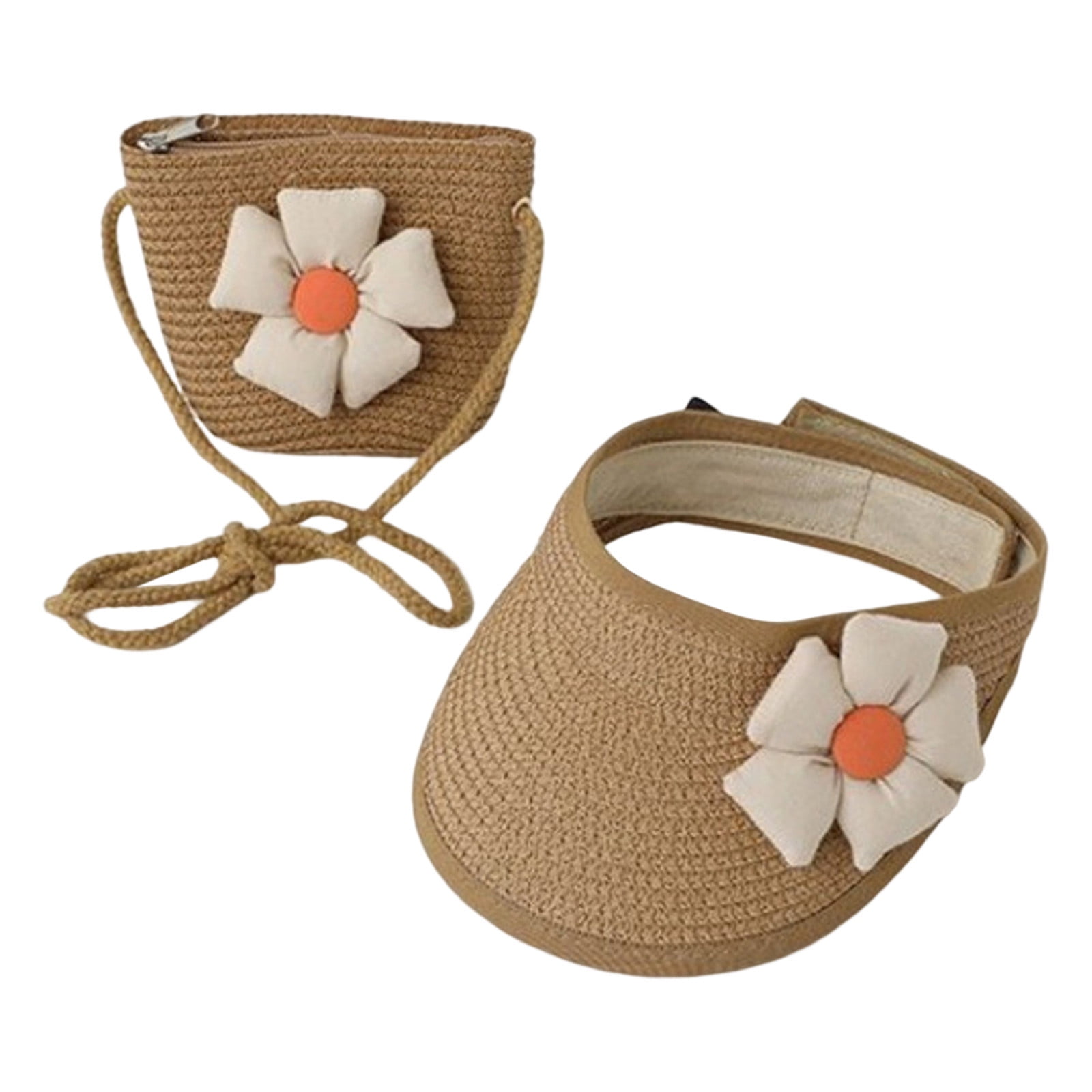 Coerni Sunscreen Hats for Kids Girls Cartoon Sunshade Hat Straw Beach ...