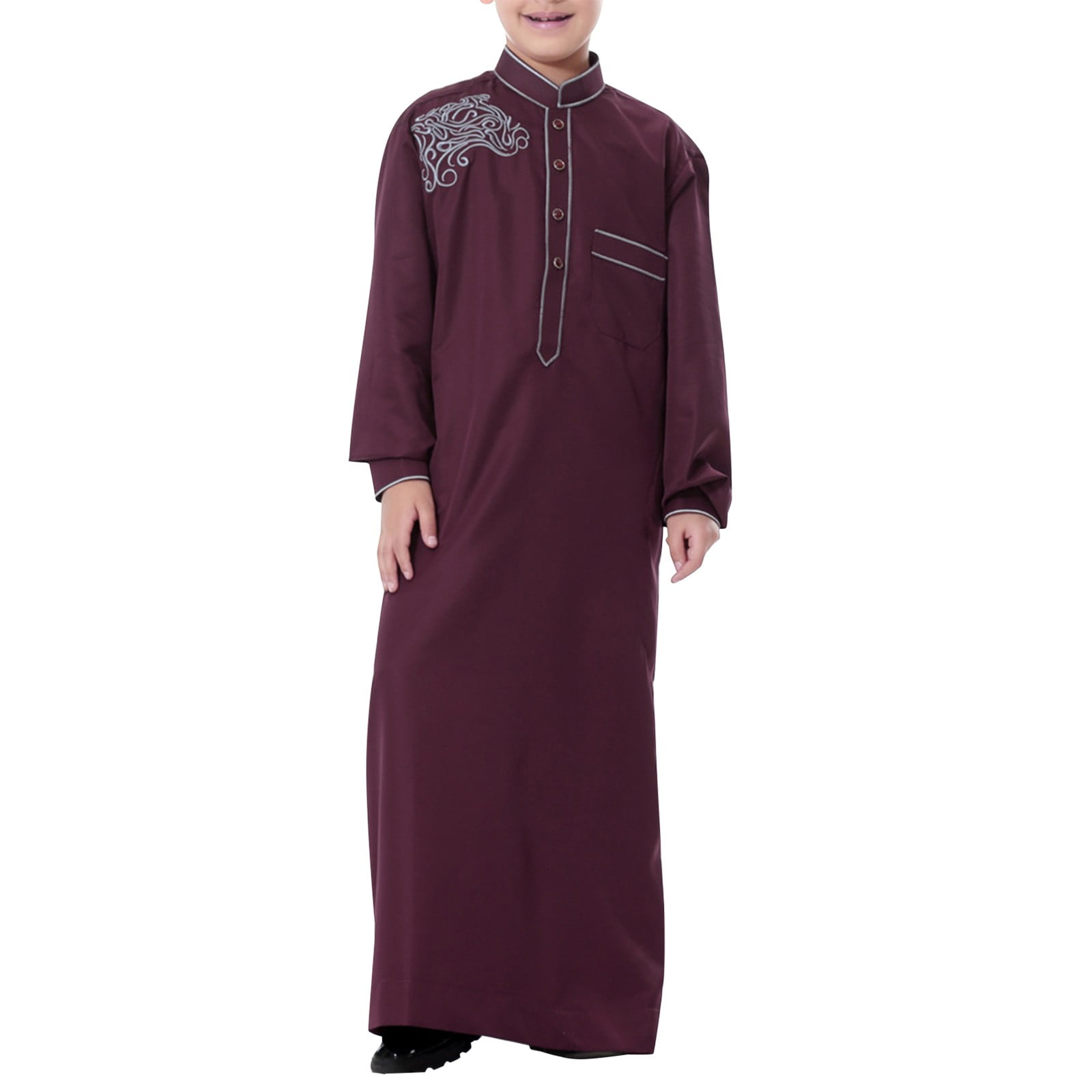 Coerni Thobe for Boys Embroidered Long Sleeve Muslim Outfits Half ...