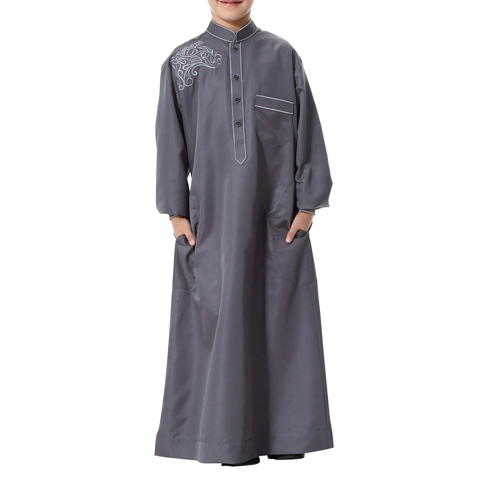 Coerni Thobe for Boys Embroidered Long Sleeve Muslim Outfits Half ...