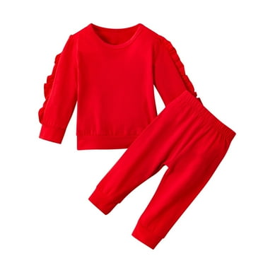 Coerni Toddler Baby Boy Girl Fall Winter Outfit Fleece Pullover Sweatshirt Tops Solid Pants Kids ...