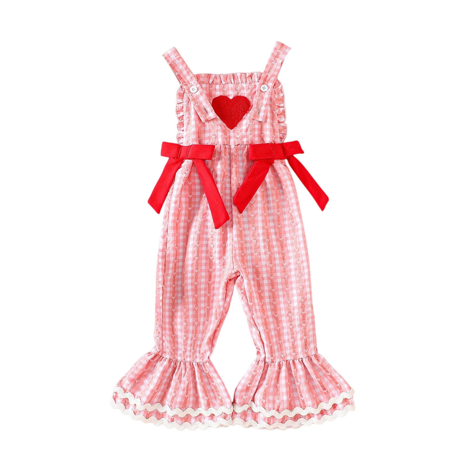 Coerni Toddler Baby Girl Overalls Heart Embroidery Sleeveless Strap ...