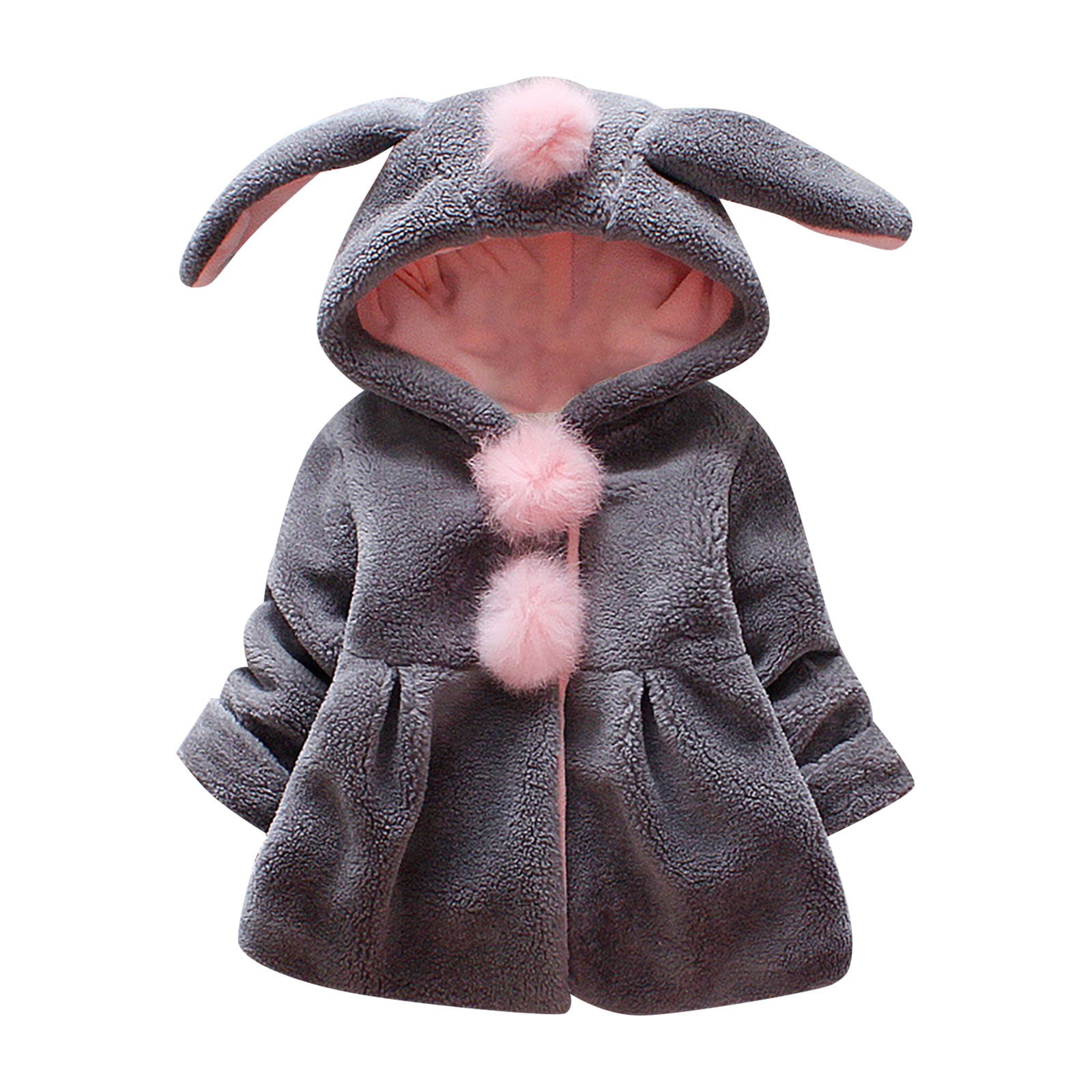 Coerni Toddler Baby Girls Faux Fu𝐫 Coat Winter Fleece Jacket Bunny Ear Hooded Outerwear Thick ...