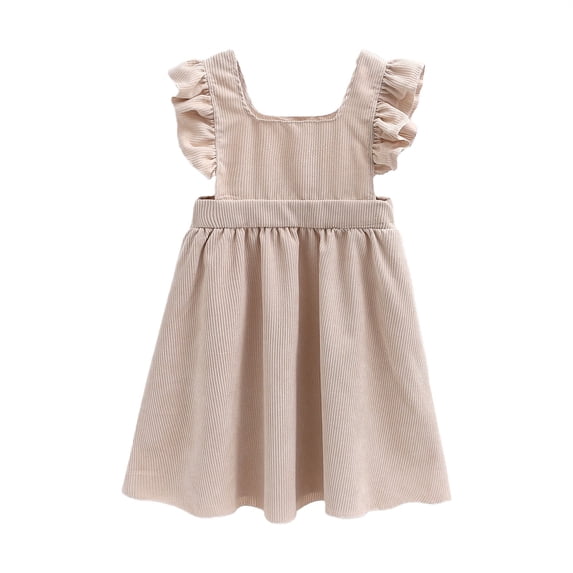Coerni Toddler Baby Girls Sleeveless Ruffle Dress Kids Corduroy Retro ...