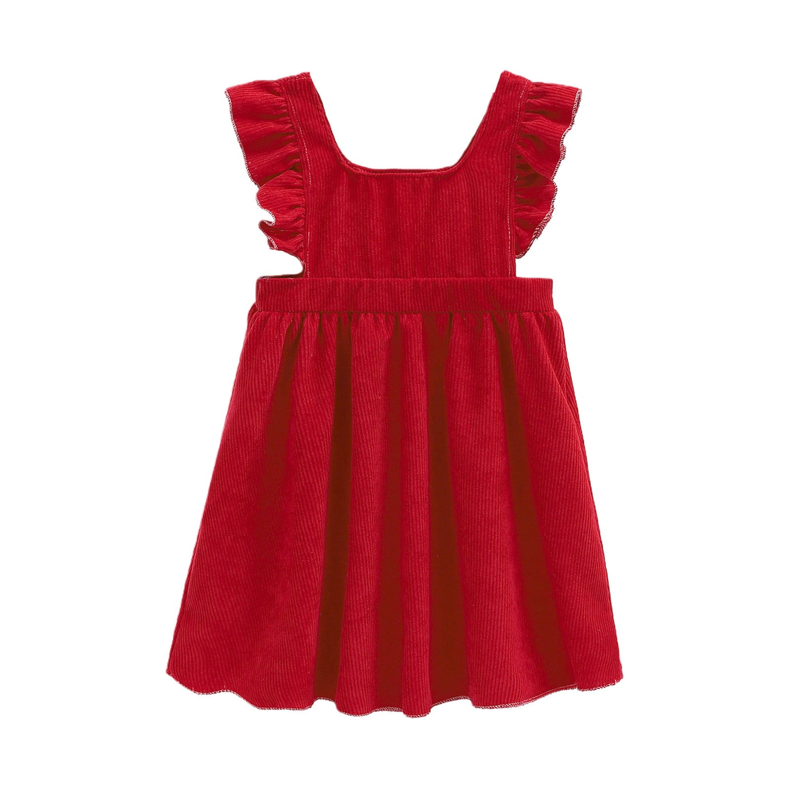 Coerni Toddler Baby Girls Sleeveless Ruffle Dress Kids Corduroy Retro ...
