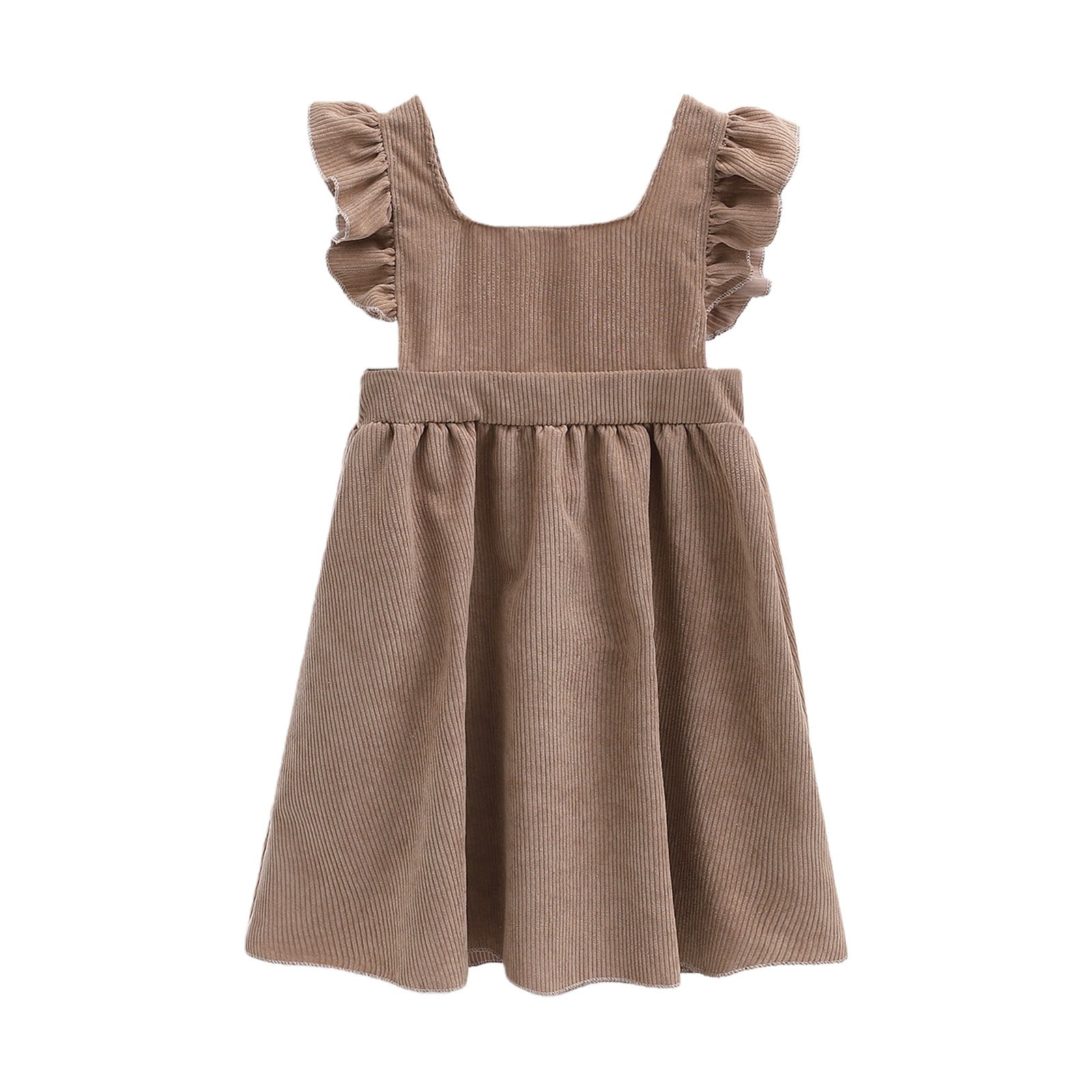 Coerni Toddler Baby Girls Sleeveless Ruffle Dress Kids Corduroy Retro ...