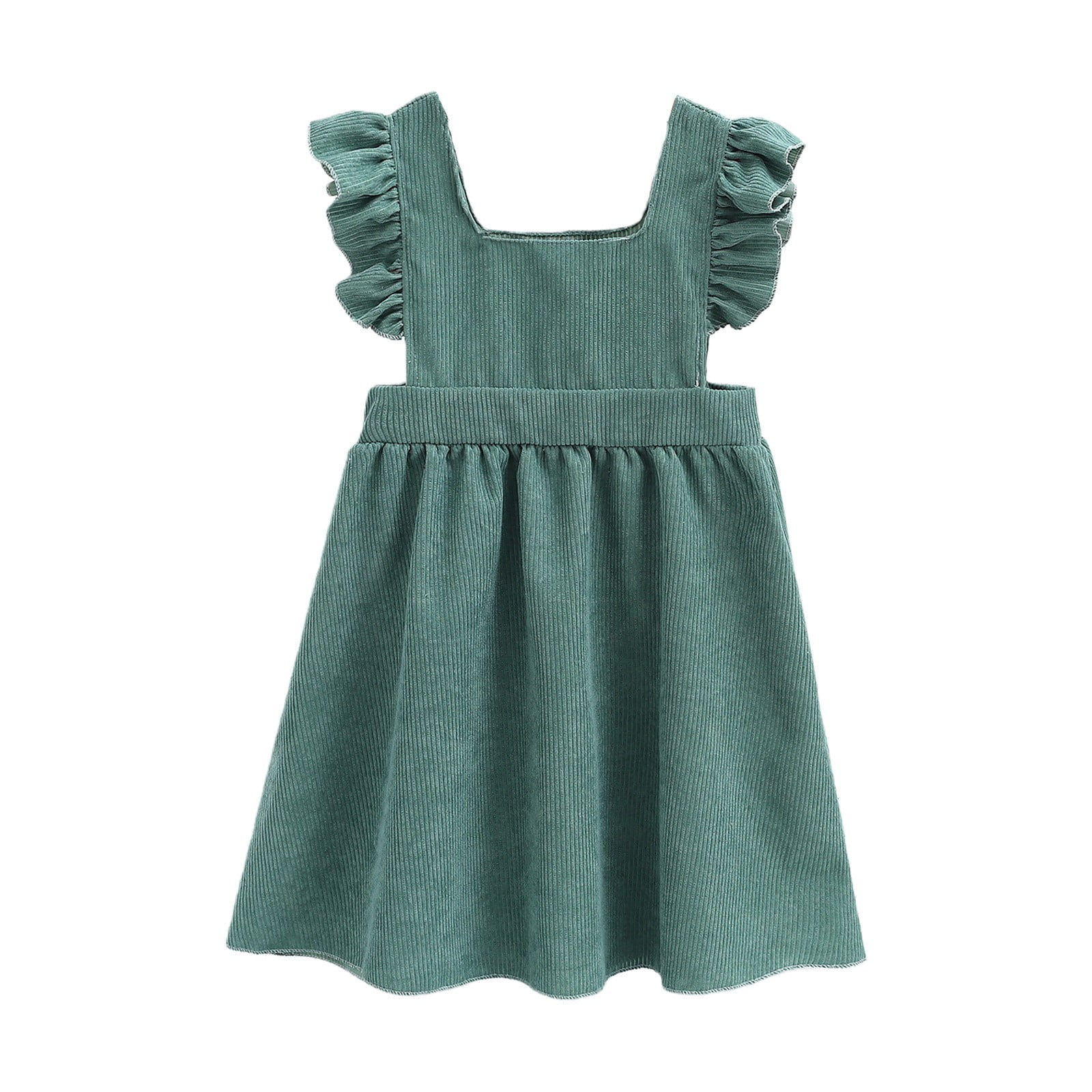 Coerni Toddler Baby Girls Sleeveless Ruffle Dress Kids Corduroy Retro ...