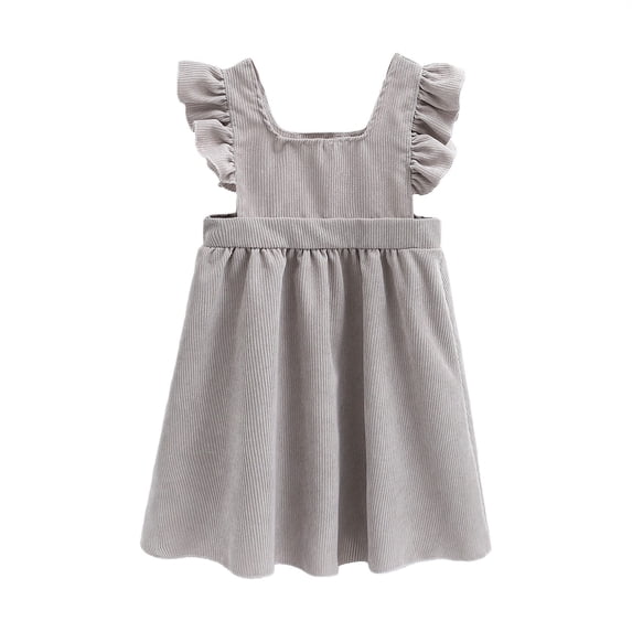 Coerni Toddler Baby Girls Sleeveless Ruffle Dress Kids Corduroy Retro ...
