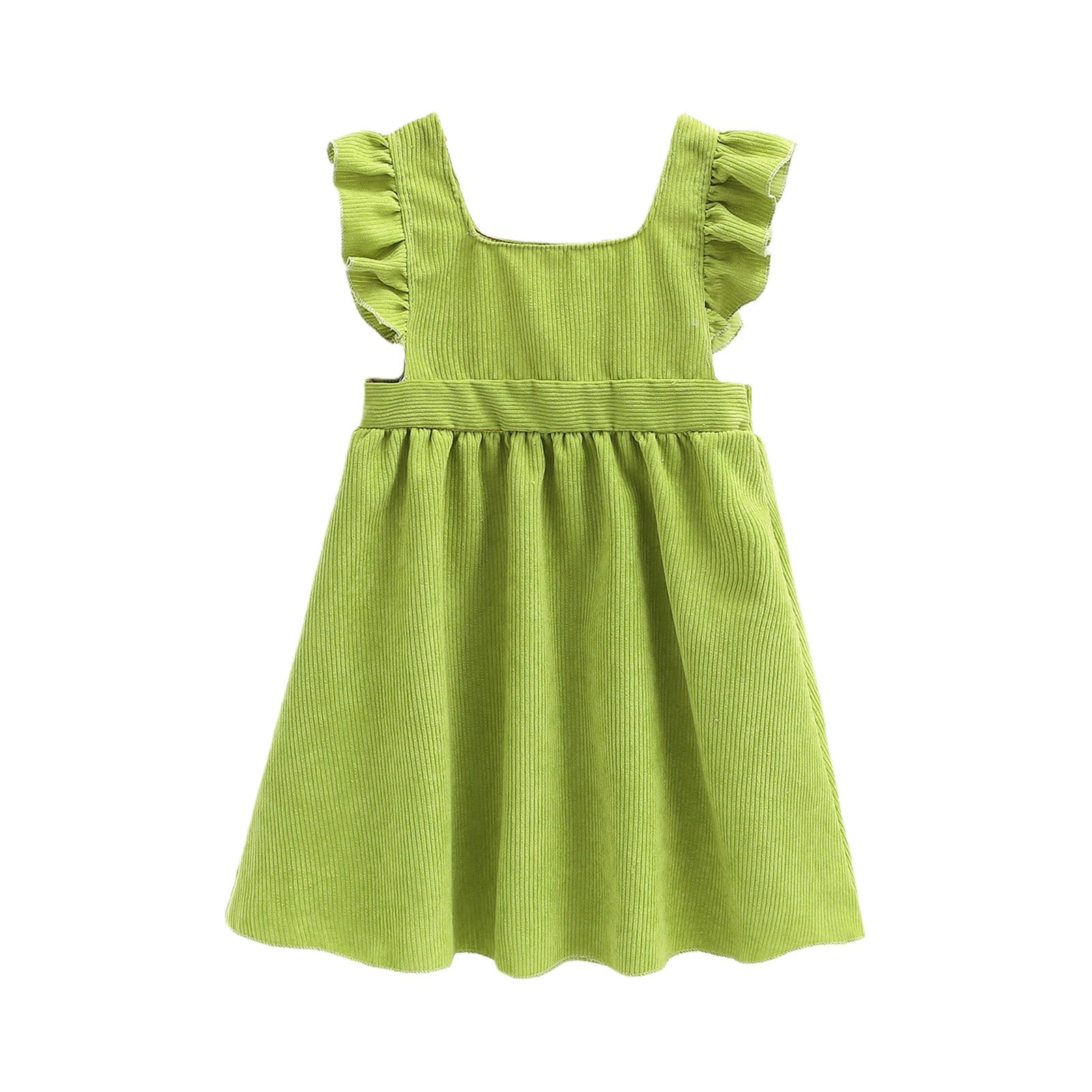 Coerni Toddler Baby Girls Sleeveless Ruffle Dress Kids Corduroy Retro ...