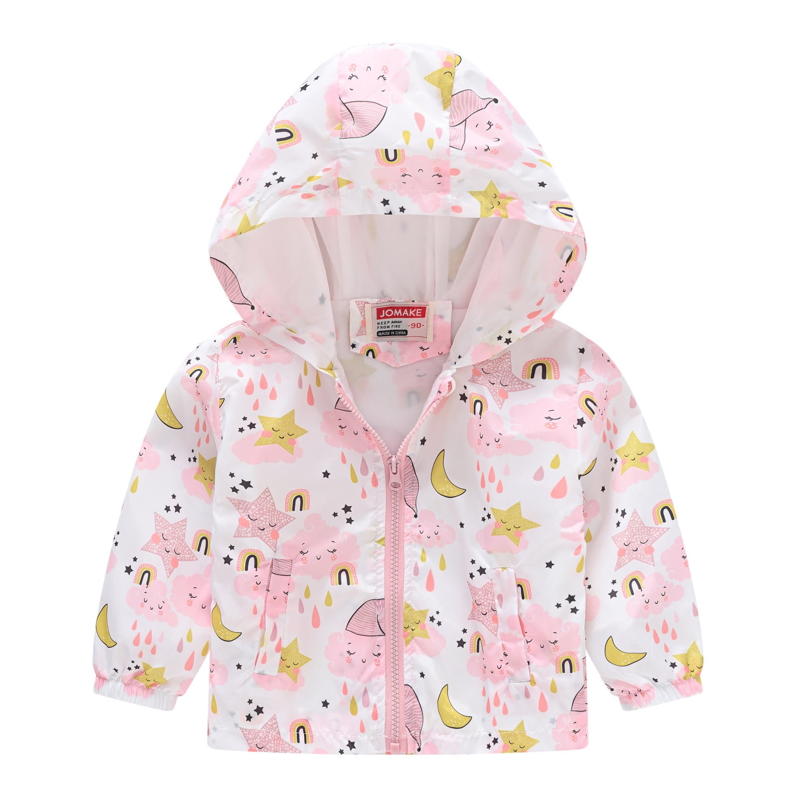 Coerni Toddler Boys Girls Hooded Jackets Windbreaker Floral Print Zipper Coat Kids Long Sleeve ...
