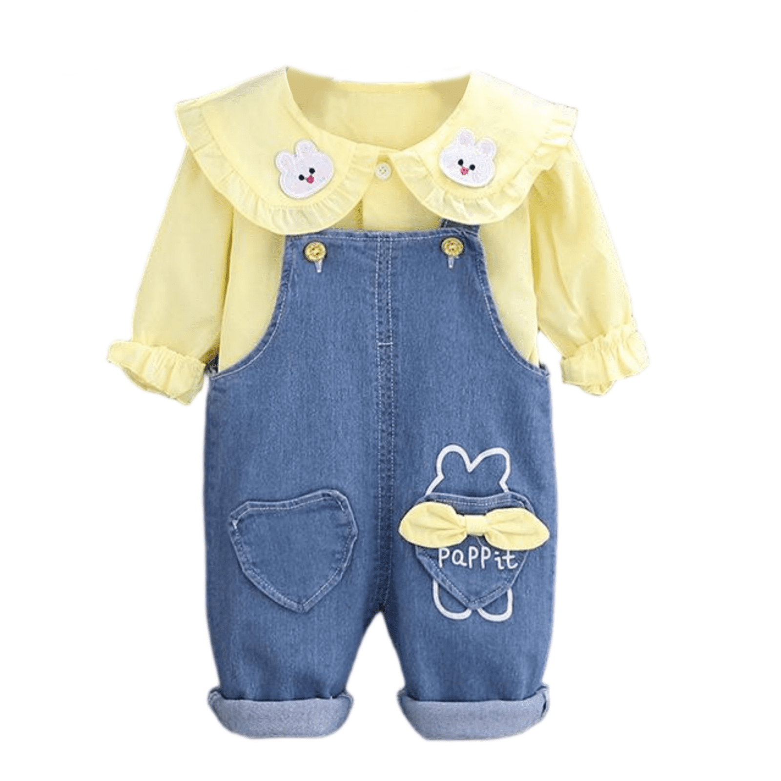 Coerni Toddler Girls 2PC Outfits Cute Bunny Denim Overalls Set Peter ...