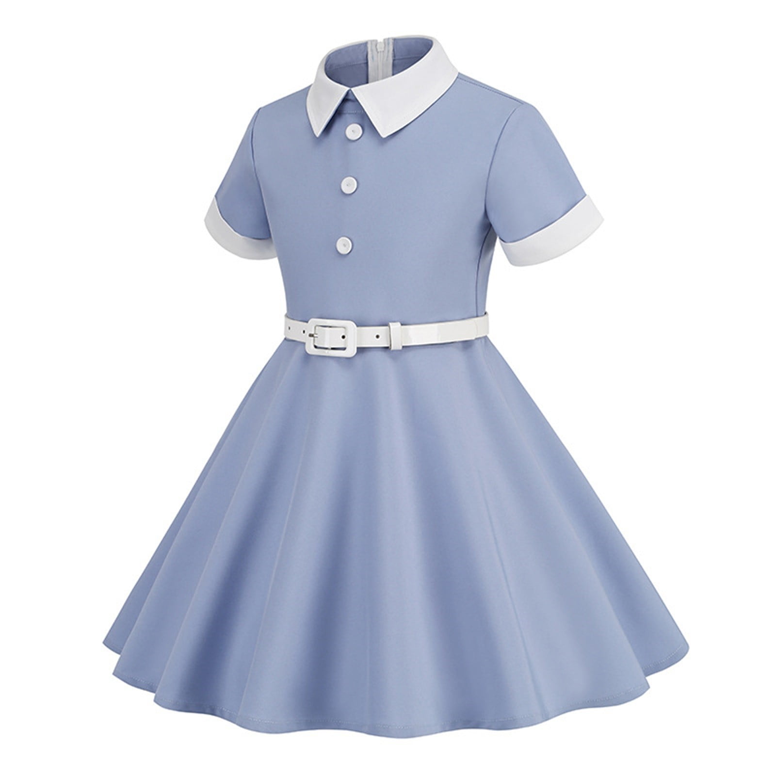Coerni Toddler Girls 60s Vintage Dress Belt Sleeveless Kids Flowy A ...