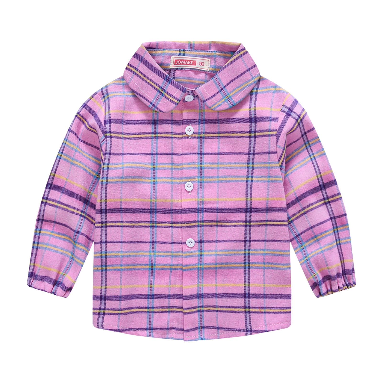 Coerni Toddler Girls Flannel Shirt Button Down Lapel Shacket Blouse ...