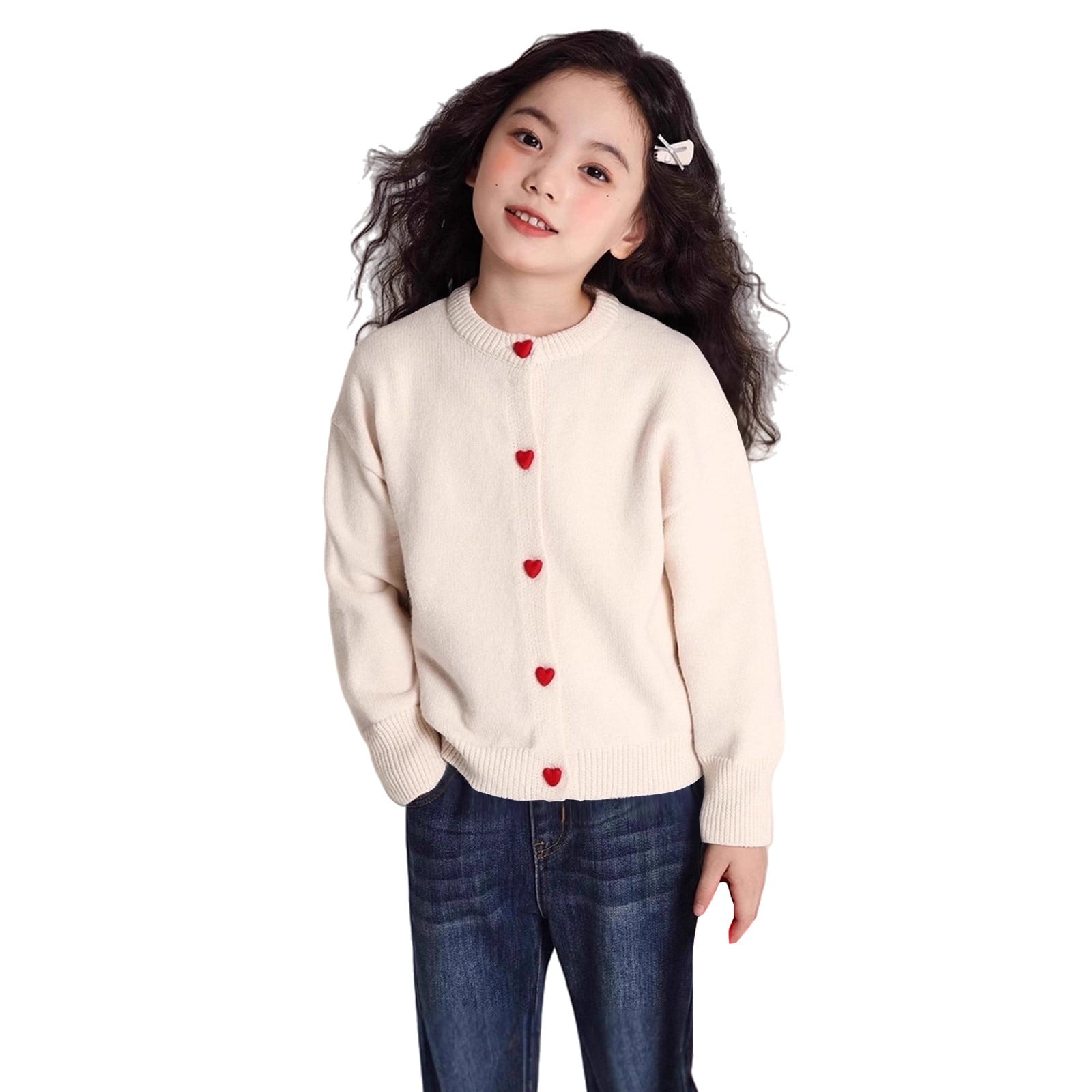 Coerni Toddler Girls Knit Sweater Slim Fit Crewneck Cardigan Kids ...