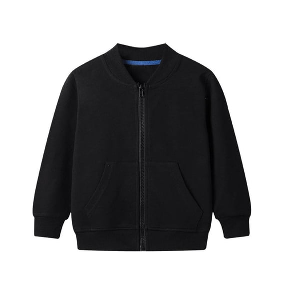 Coerni Toddler Girls Minimalist Full-Zip Jacket Classic Solid Baseball ...