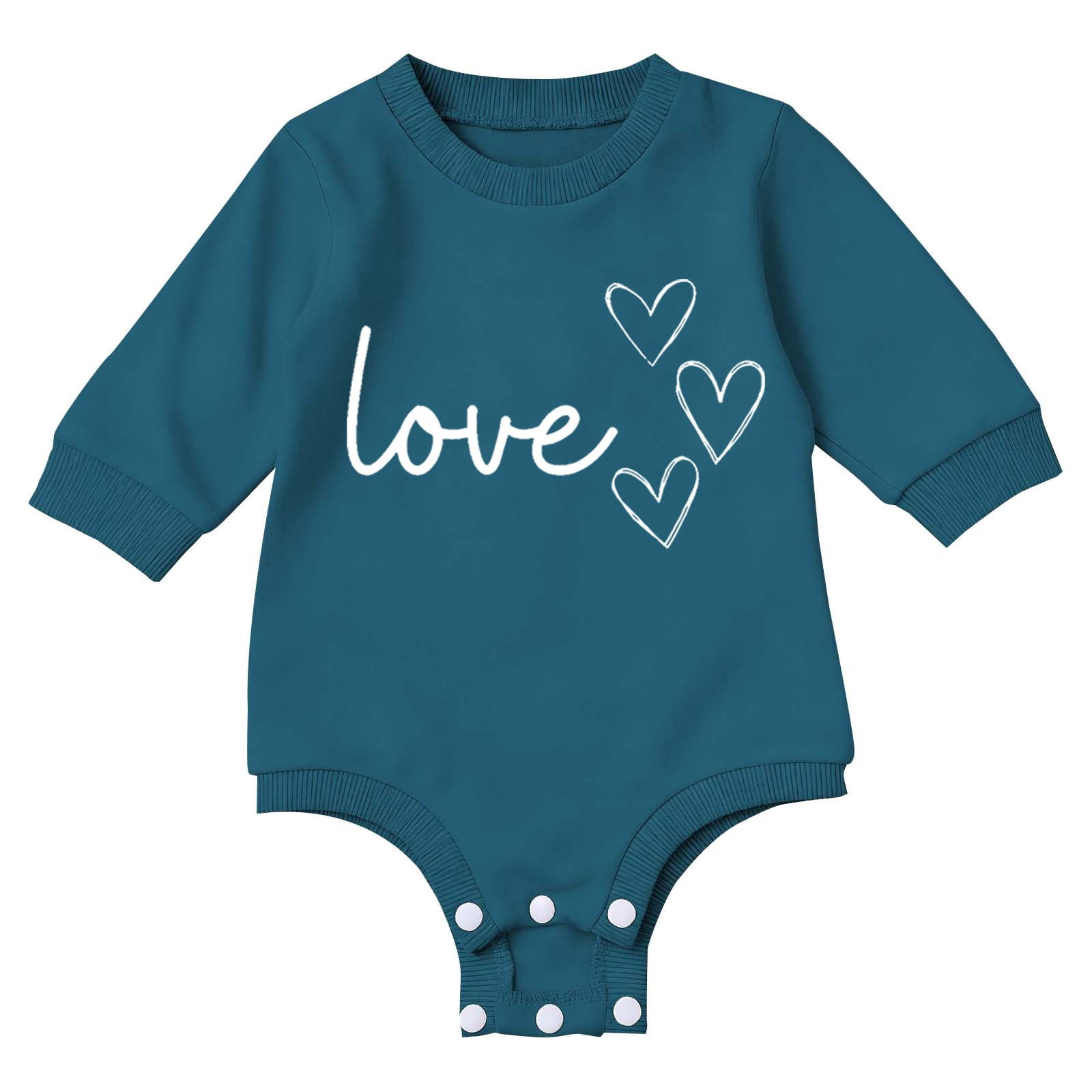 Coerni Unisex Baby Bodysuit LOVE Heart Graphic Romper Valentines Day ...