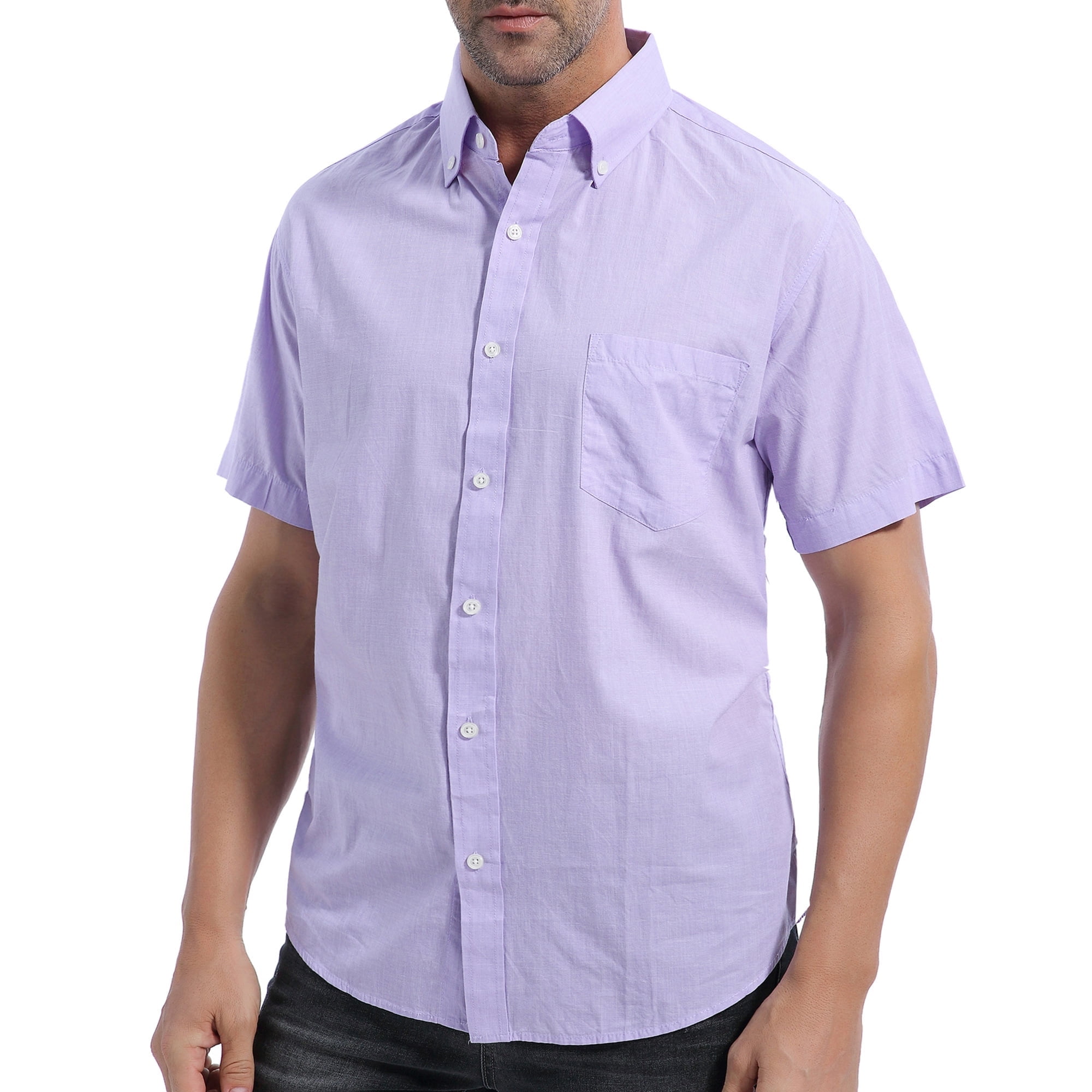 Coevals Club Men Short Sleeve Button Down Up Cotton Casual Soft Solid ...