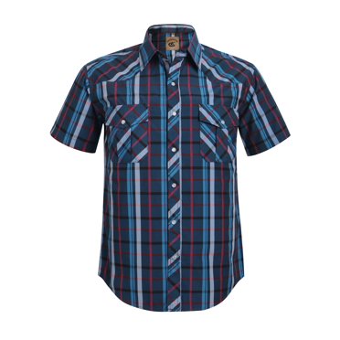 Men's Classic Short Sleeve Button-Up Shirt: Regular-fit, Casual Plaid, Double Pocket, Collared ...