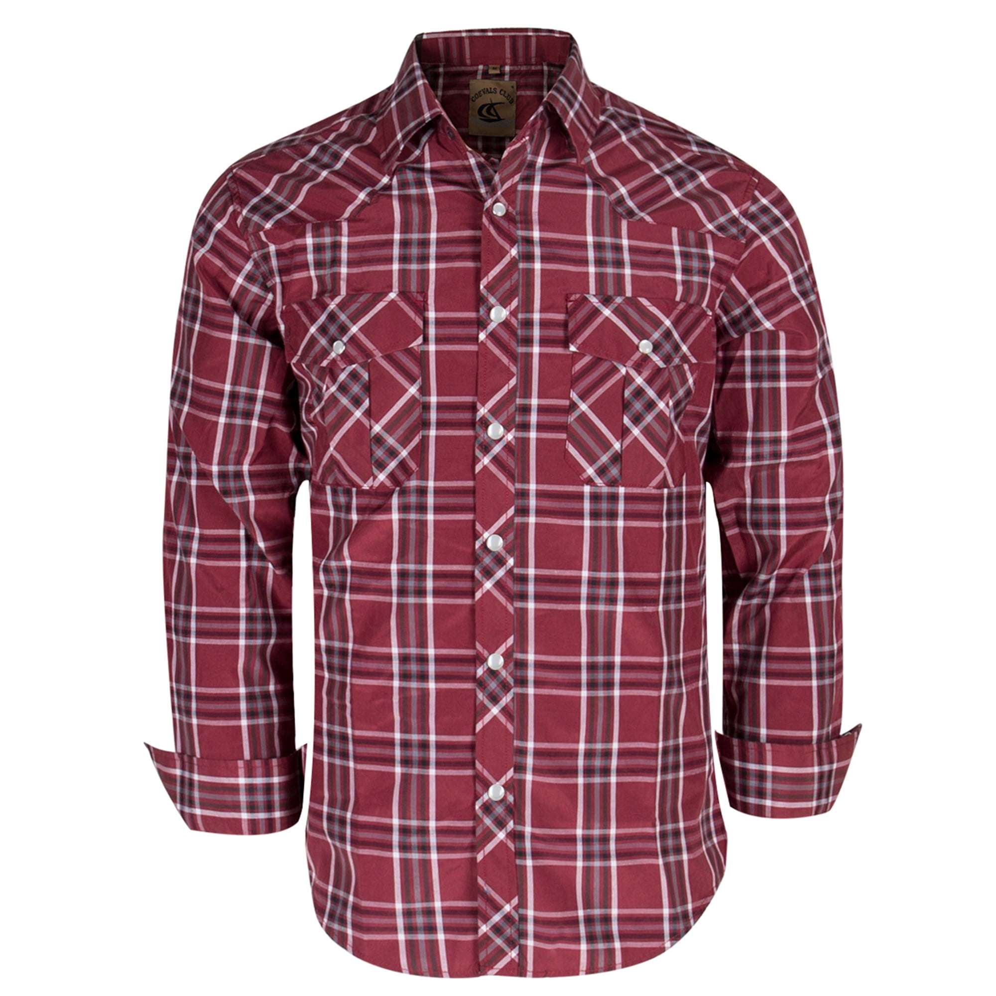 Coevals Club Men's Western Shirt Cowboy Plaid Country Pearl Snap Button ...