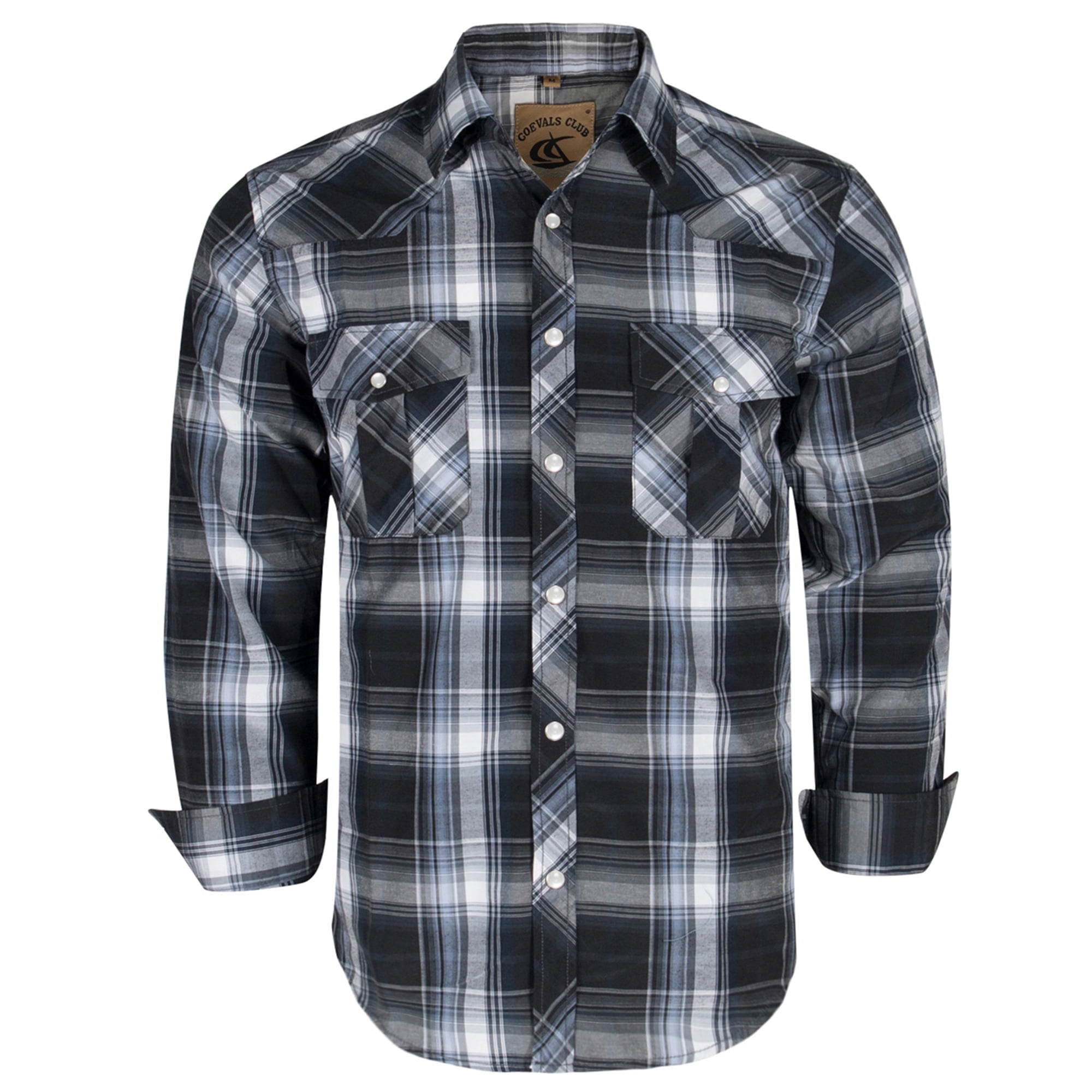 Coevals Club Men's Western Shirt Cowboy Plaid Country Pearl Snap Button ...
