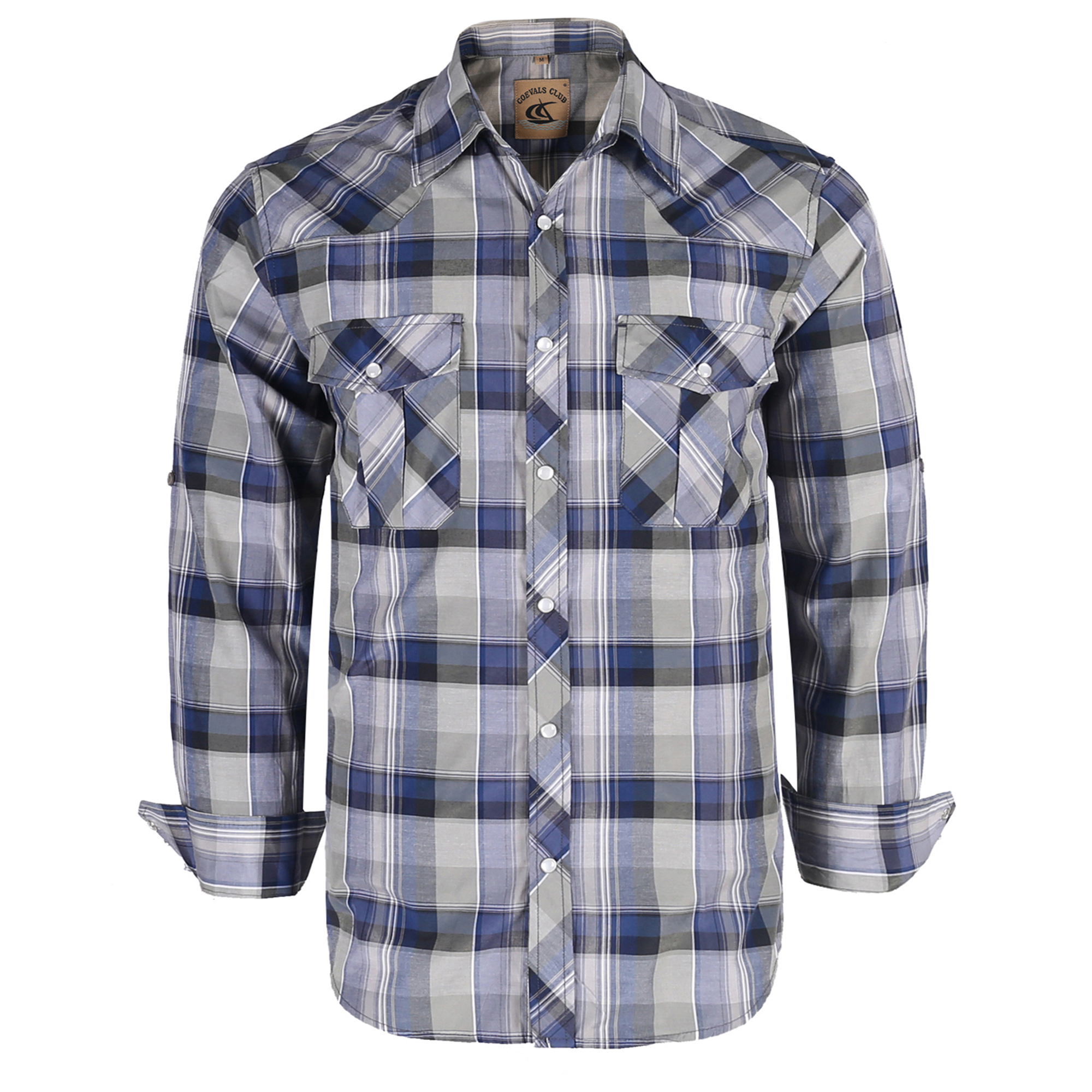 Coevals Club Men's Western Shirt Cowboy Plaid Country Pearl Snap Button ...