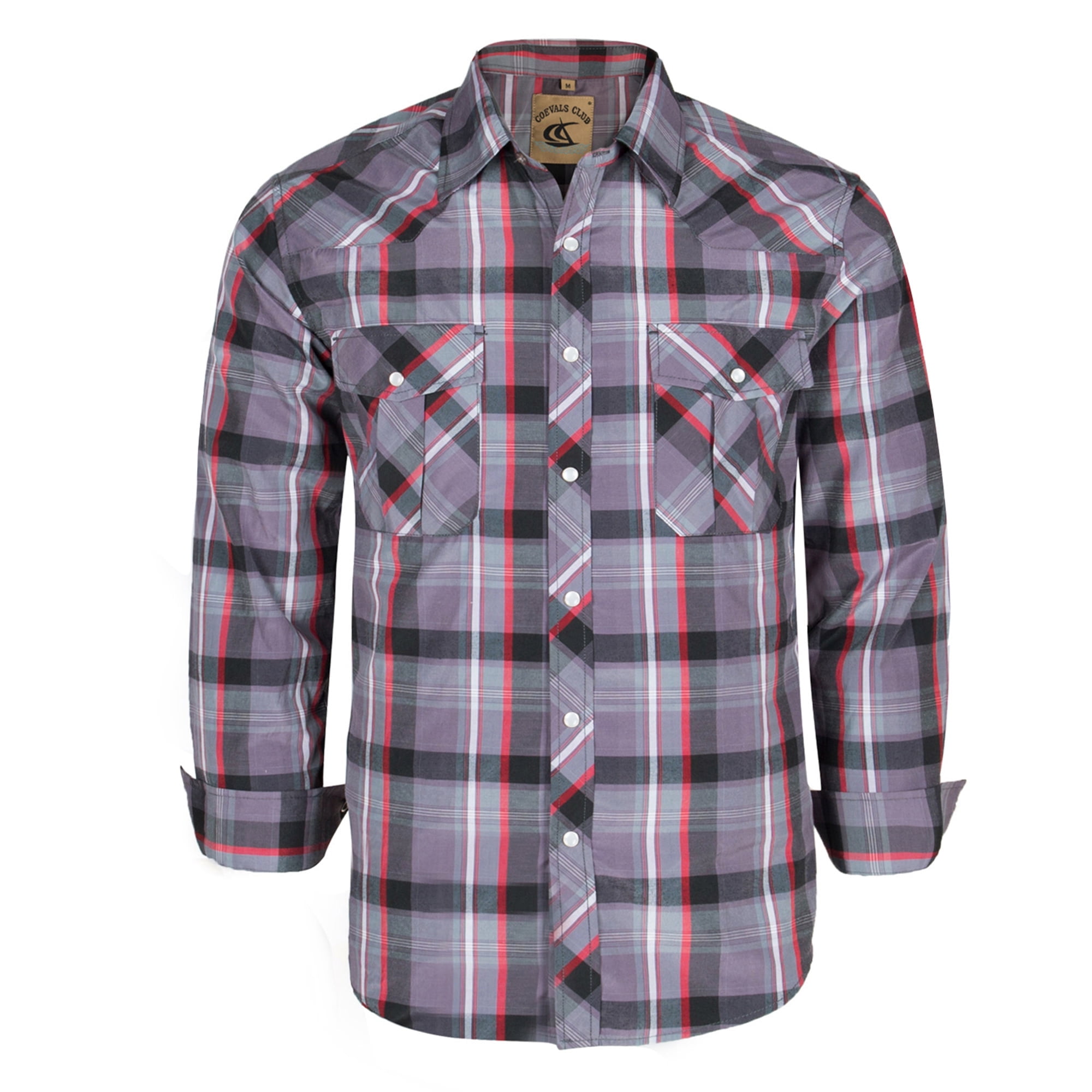 Coevals Club Men's Western Shirt Cowboy Plaid Country Pearl Snap Button ...
