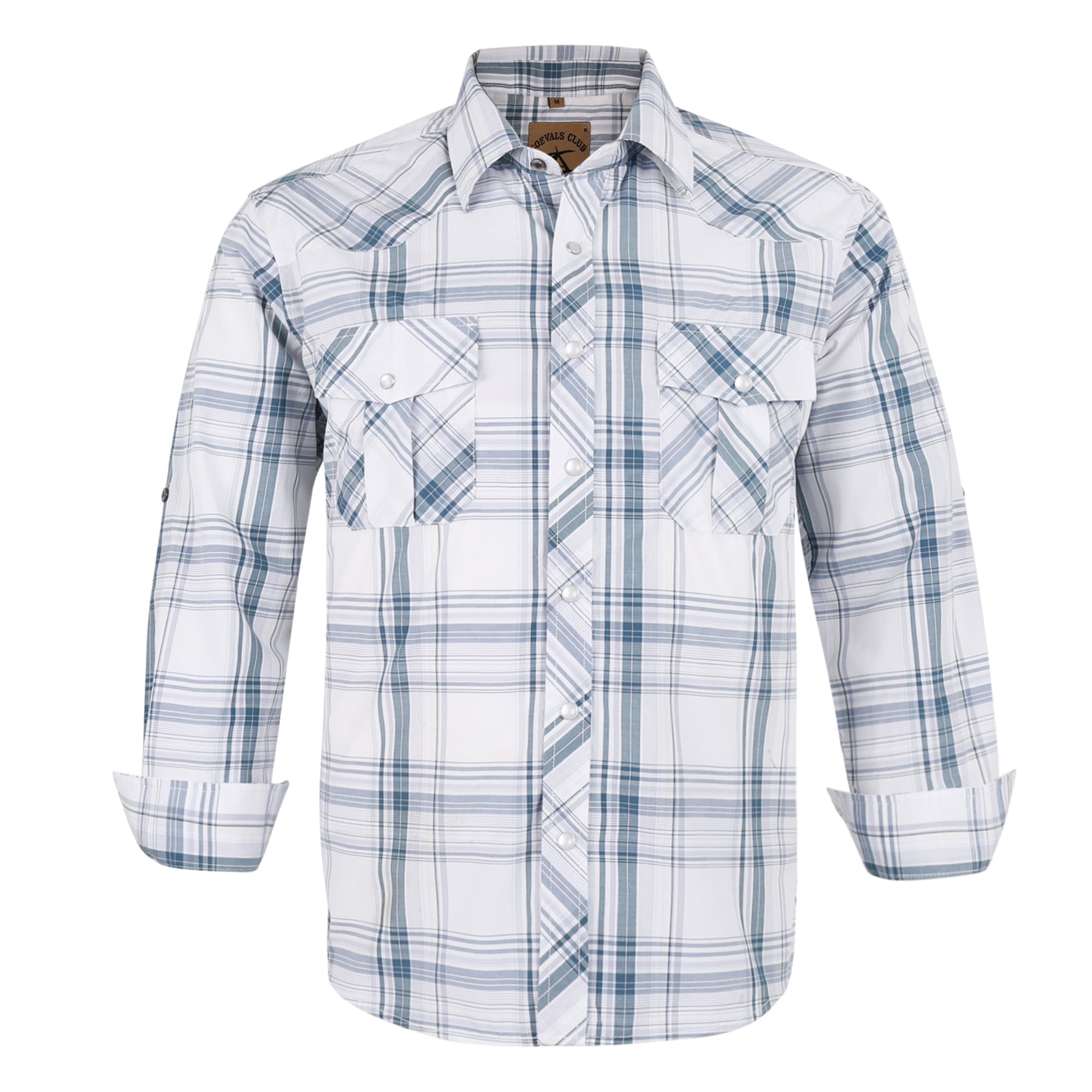 Coevals Club Men's Western Shirt Cowboy Plaid Country Pearl Snap Button ...
